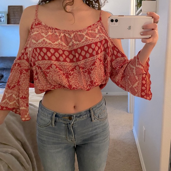 Ambiance | Tops | Patterned Loose Crop Top Blouse | Poshmark